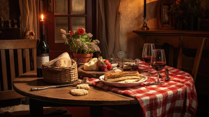 Intimate table scene stock illustration. Illustration of fourth - 368980710
