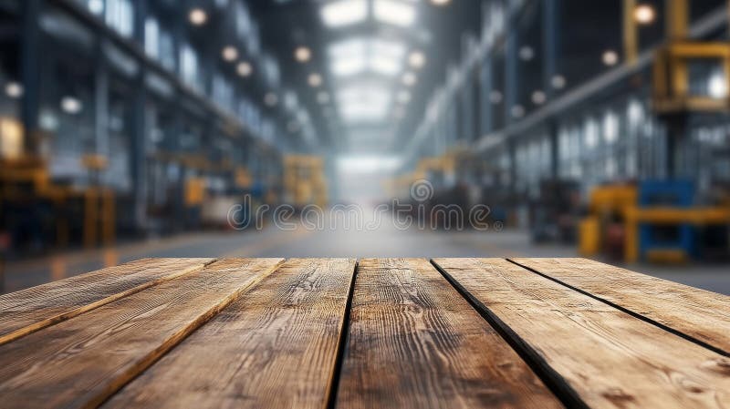 An Intimate View of an Empty Wooden Table, Set Against a Blurred ...