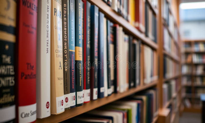 An Intimate View of a Library Bookshelf Filled with Books, Captured Up ...