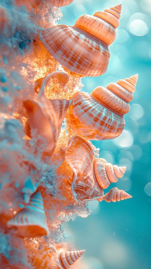 An Intimate View of a Seashell Featuring a Spiral Shape and a Gradient ...
