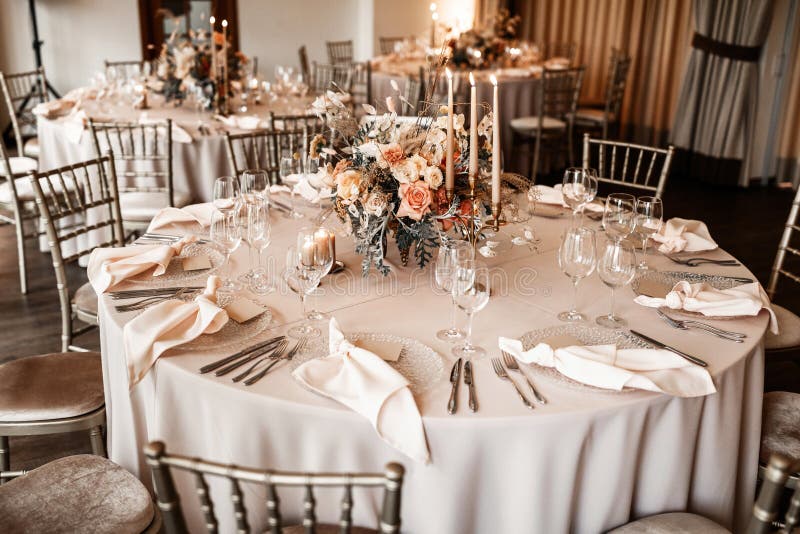 Intimate wedding dinner stock image. Image of arrangement - 176594615