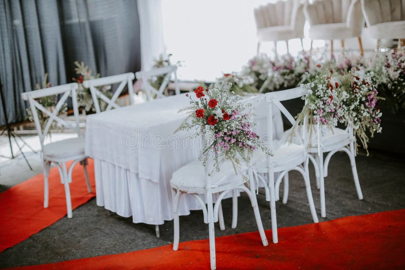 Intimate Wedding Signing Table Setup Stock Photo - Image of banquet ...