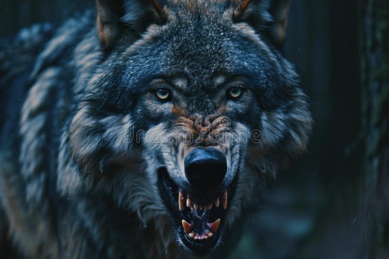 Intimidating Grey Wolf Growling in the Wild Stock Image - Image of ...