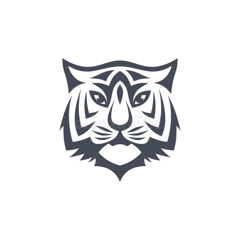 Intimidating Tiger Front View Theme Logo Template Stock Vector ...