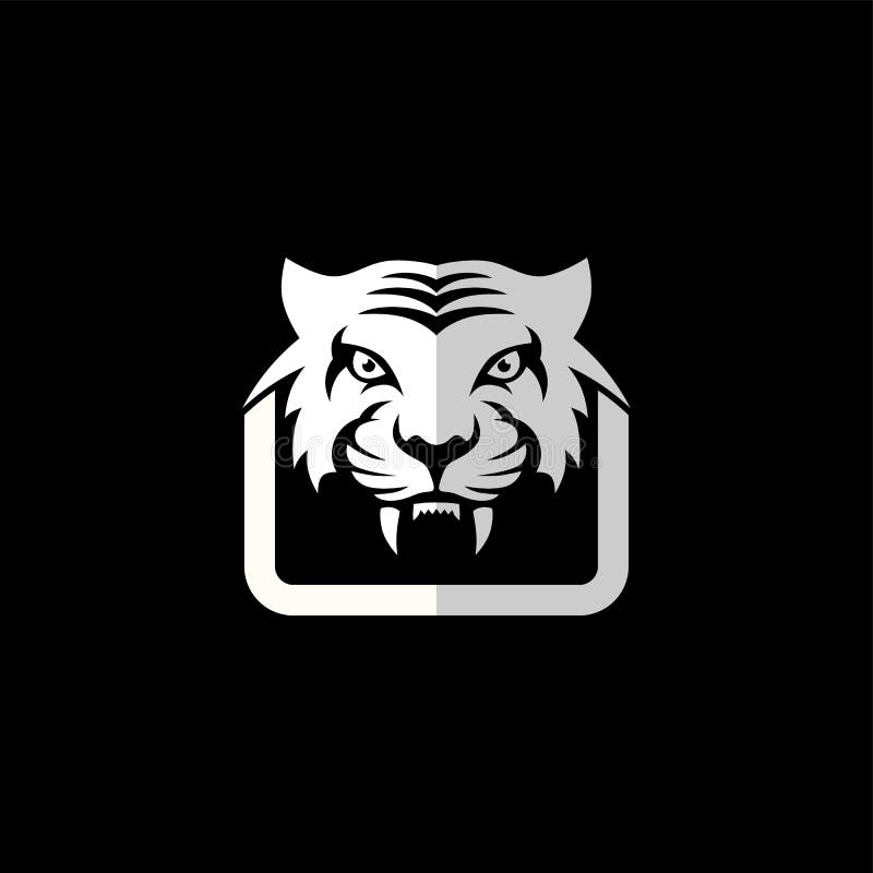 Intimidating Tiger Front View Theme Logo Template Stock Vector ...