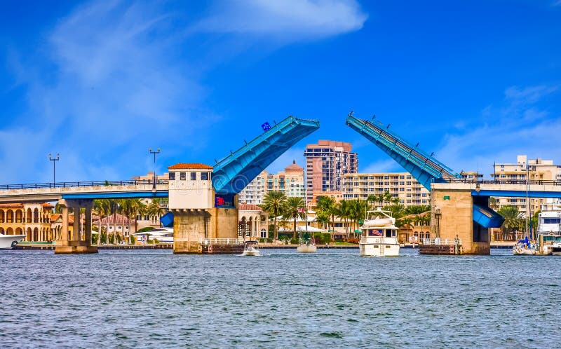 Intracoastal Drawbridge Open Stock Photo - Image of residential ...