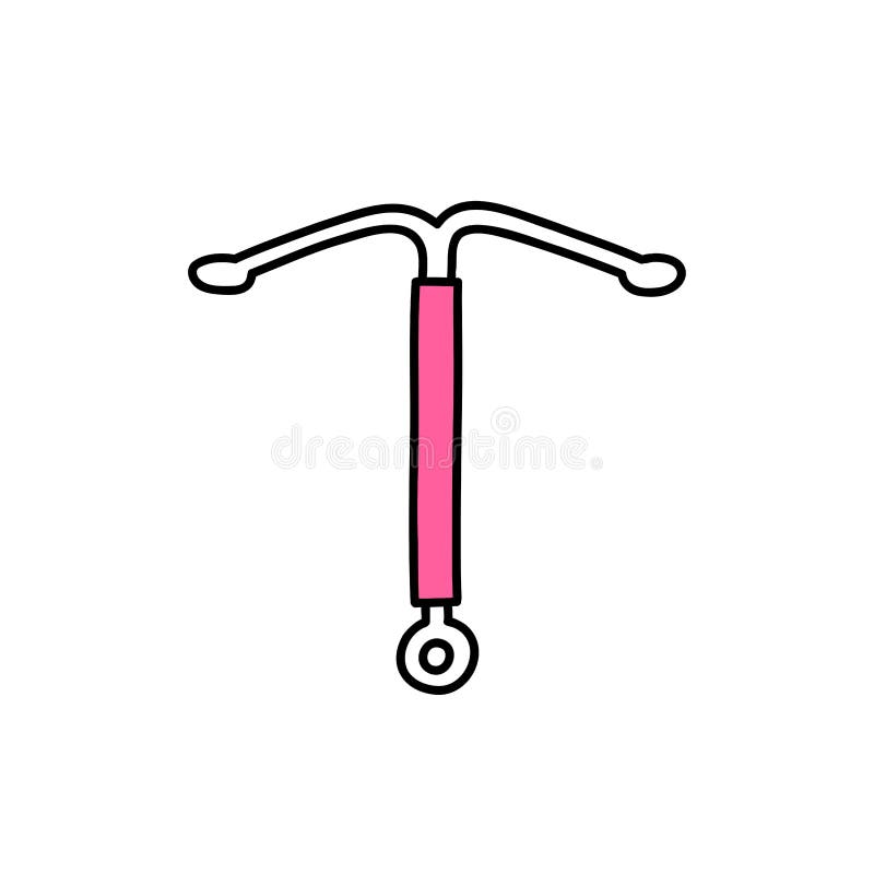 Intrauterine Device Iud Contraception Doodle Icon Vector Color Line