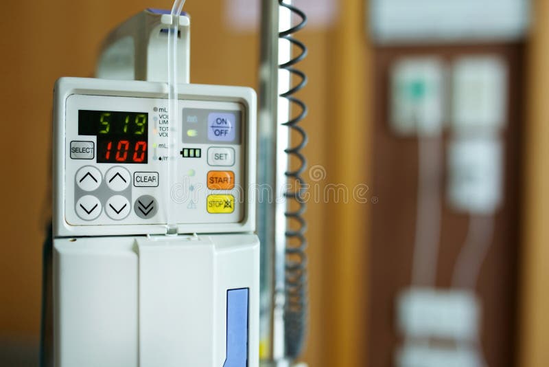 Infusion Pump Hanging on IV Pole Stock Photo - Image of infused ...