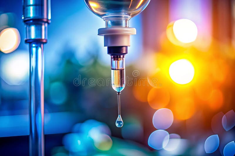 Intravenous Saline Solution Infusion a Closeup Look at the Medical Drip ...