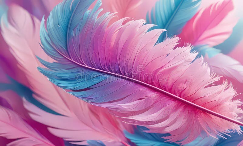 Pink and Blue Feather with Background Stock Illustration - Illustration ...