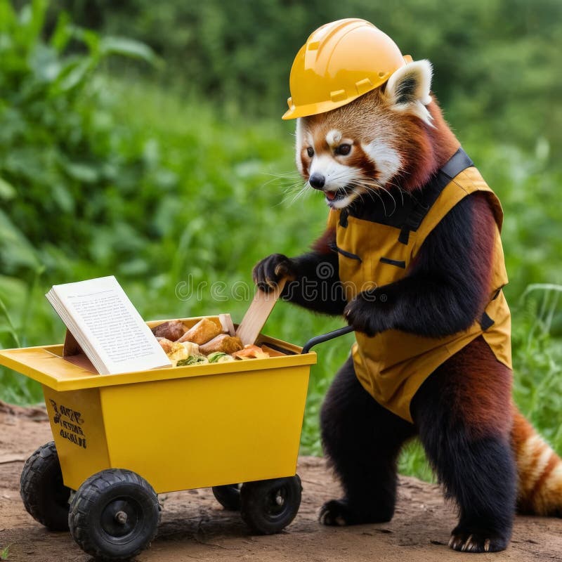 Red Panda Bear Dressed As Construction Worker Stock Illustration ...