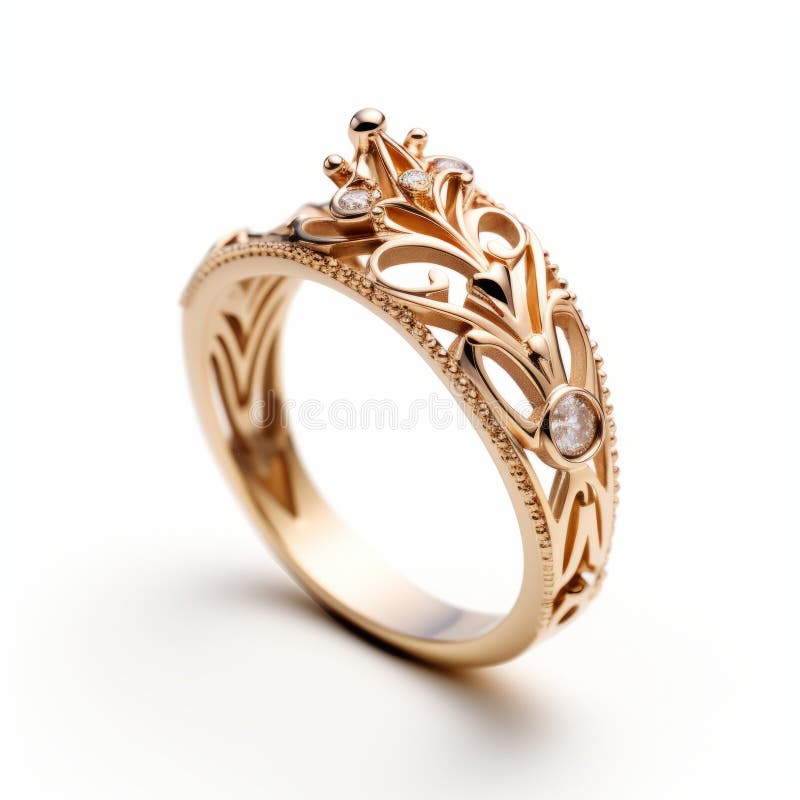 Intricate 8k 3d Gold Engagement Ring Inspired by Crown Stock ...