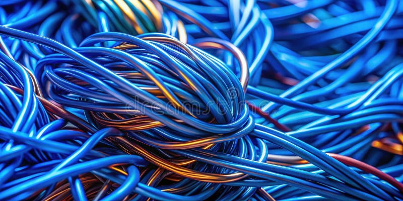Intricate Abstract Blue Electrical Wire Texture a CloseUp View of a ...
