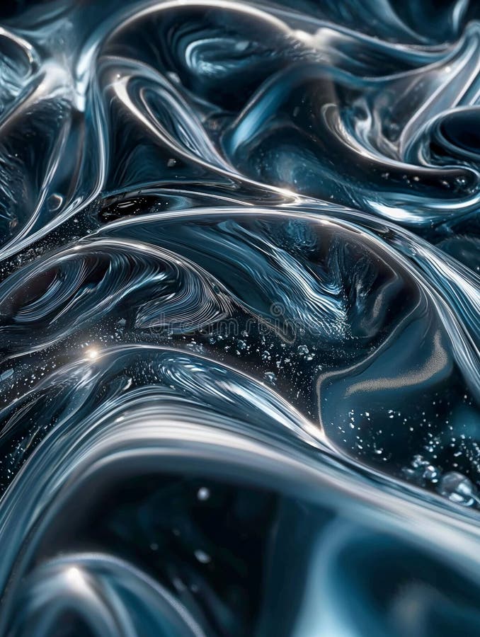 Intricate Abstract Close-up of Swirling Metallic Liquid Textures in ...