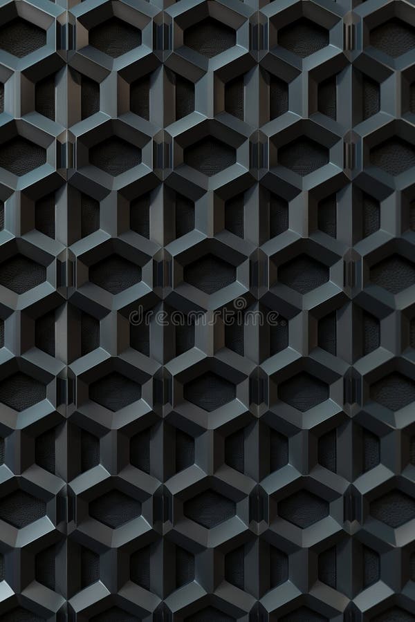 Intricate Abstract 3d Illustration of Symmetrical Dark Gray Geometric Patterns and Shadows Stock ...