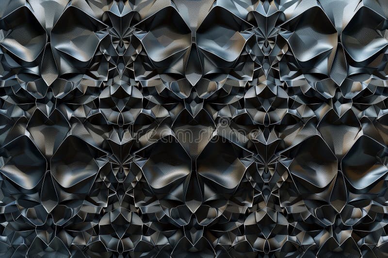 Intricate Abstract 3d Illustration of Symmetrical Dark Gray Geometric Patterns and Shadows Stock ...