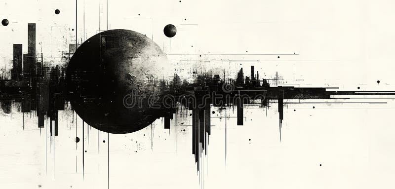 Intricate Abstract Design Featuring a Central Sphere and Dynamic Linear ...