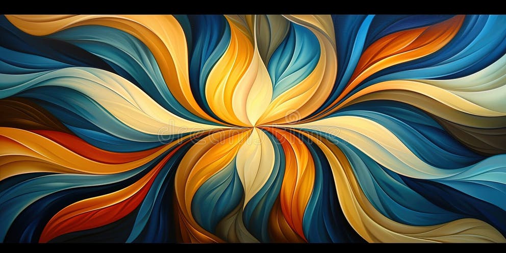 Intricate Abstract Design with Intertwined Blue and Gold Shapes ...
