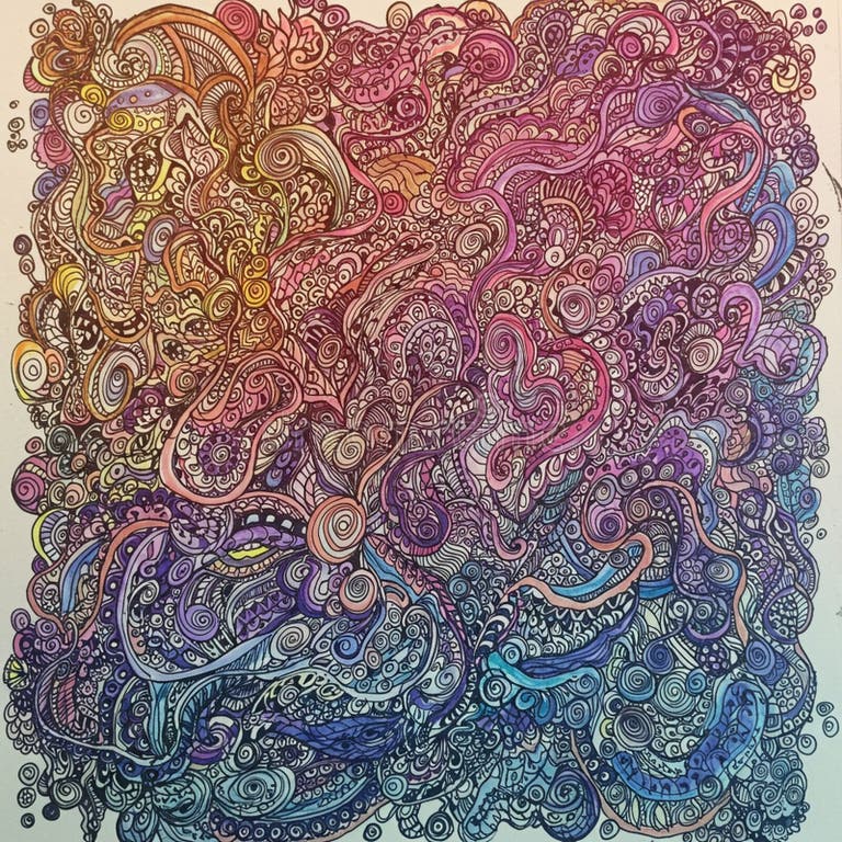Intricate Abstract Doodle Featuring an Array of Swirling ...