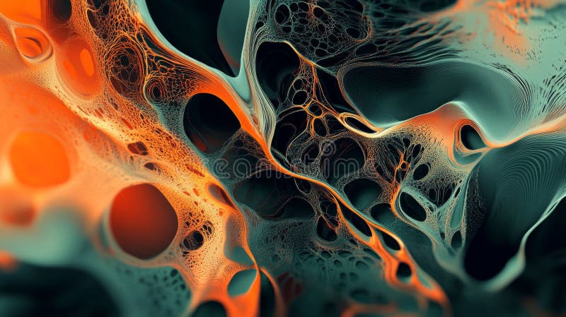 Intricate Abstract Forms in Vibrant Orange and Turquoise Generated by ...