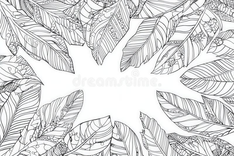 Intricate Abstract Leaf Pattern with Detailed Line Art Design Stock ...