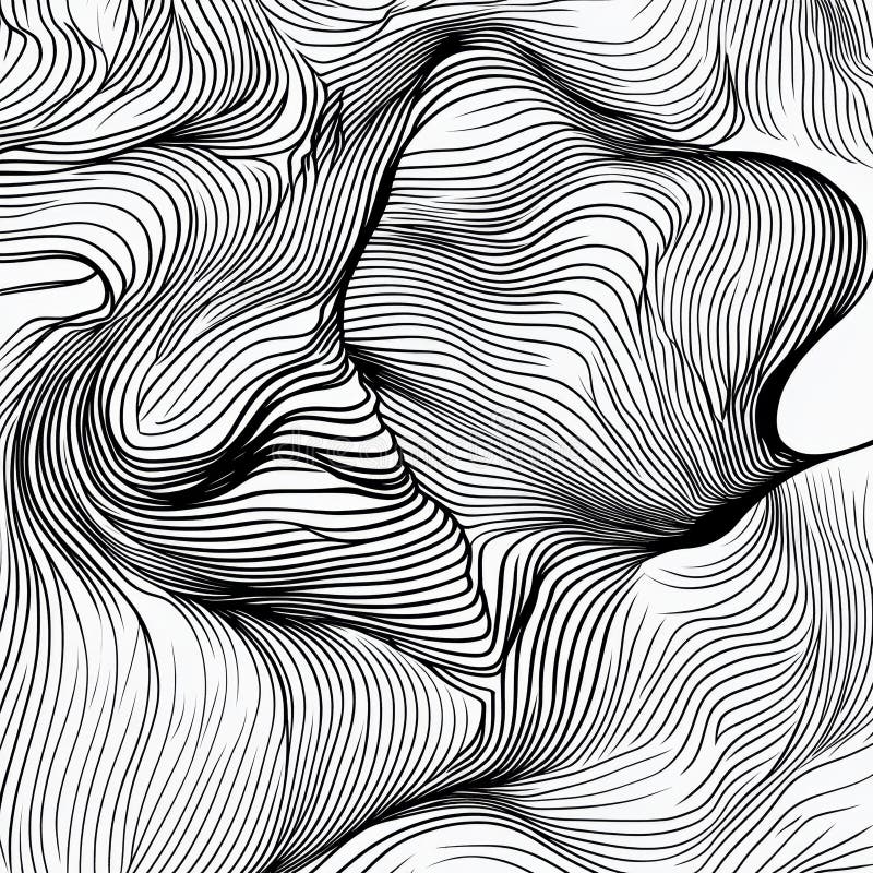 Abstract Black and White Line Art with Flowing Curves and Dynamic ...