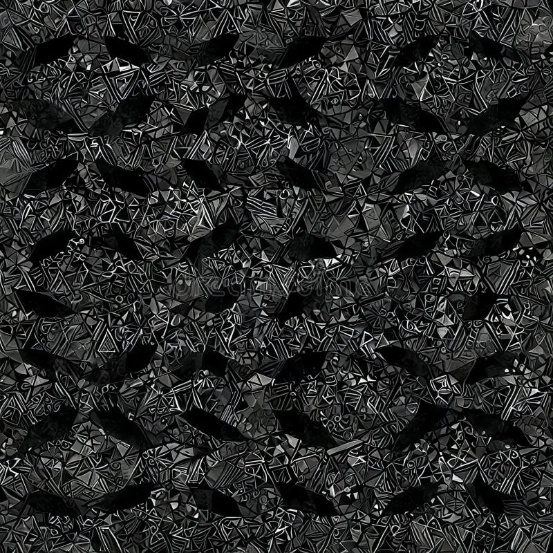 Abstract Dark Geometric Pattern with Flying Bats Stock Image - Image of ...