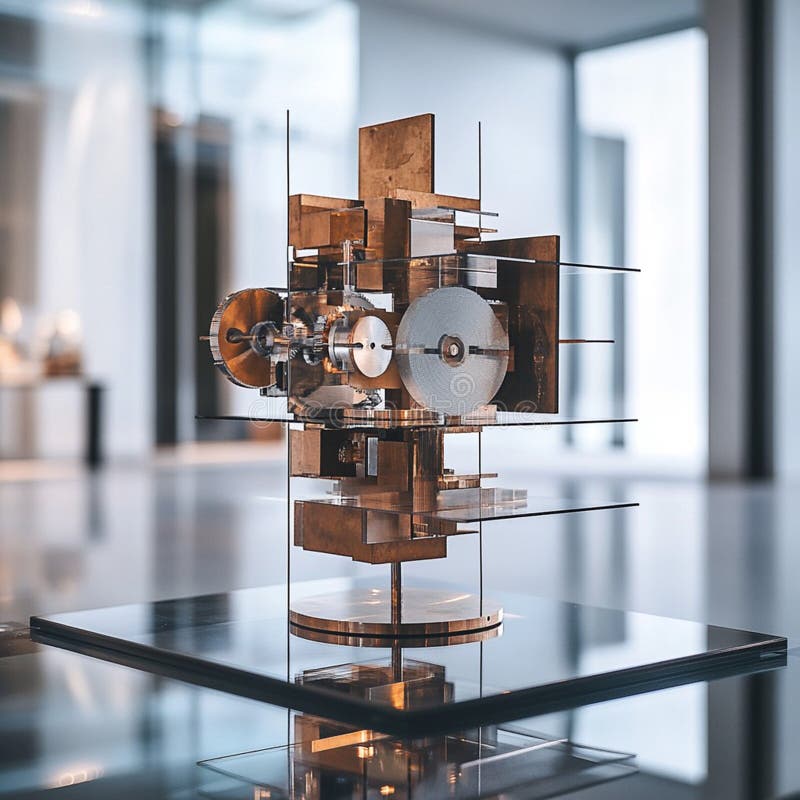 Intricate Abstract Sculpture of Mixed Materials in Modern Gallery ...