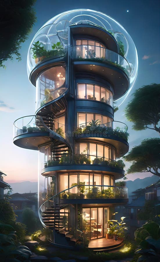 Intricate Advanced Design of a House Made in the Form of a Spiral with ...