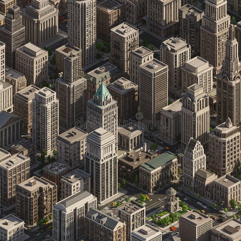 Intricate Aerial Rendering of a Densely Packed Cityscape Featuring an ...