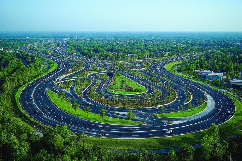 Intricate Aerial View of a Complex Highway Interchange Wi Stock ...