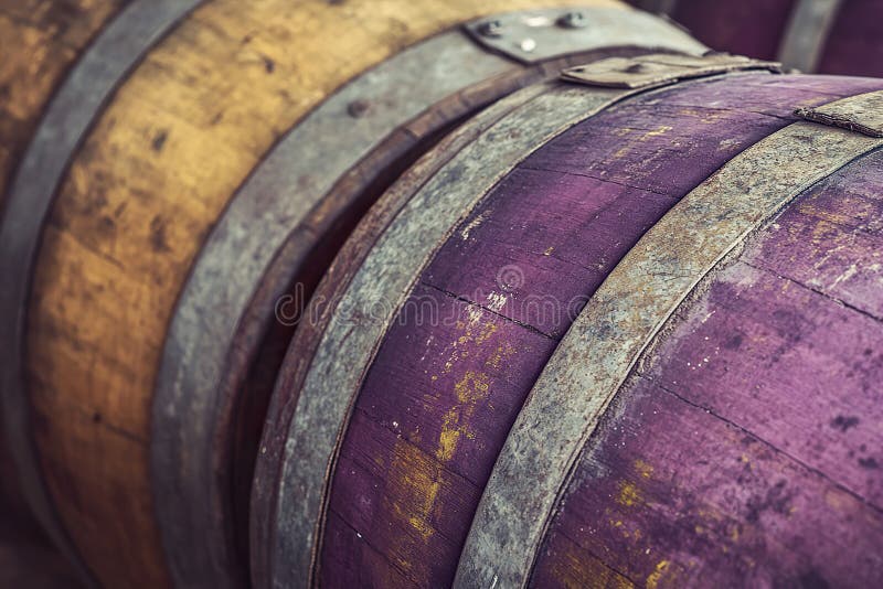 Intricate Aging Process of Wine in Oak Barrels Showcasing Rich Textures ...