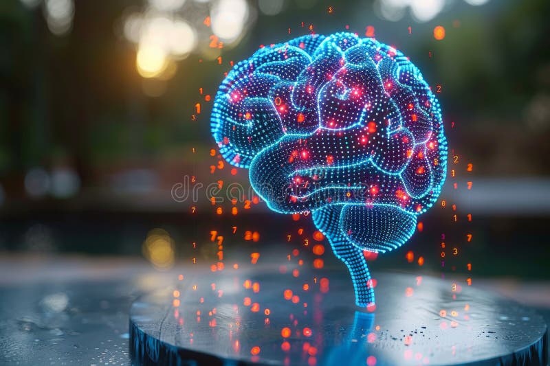 Intricate Ai Brain Design on Circular Platform Featuring Blue and Black ...