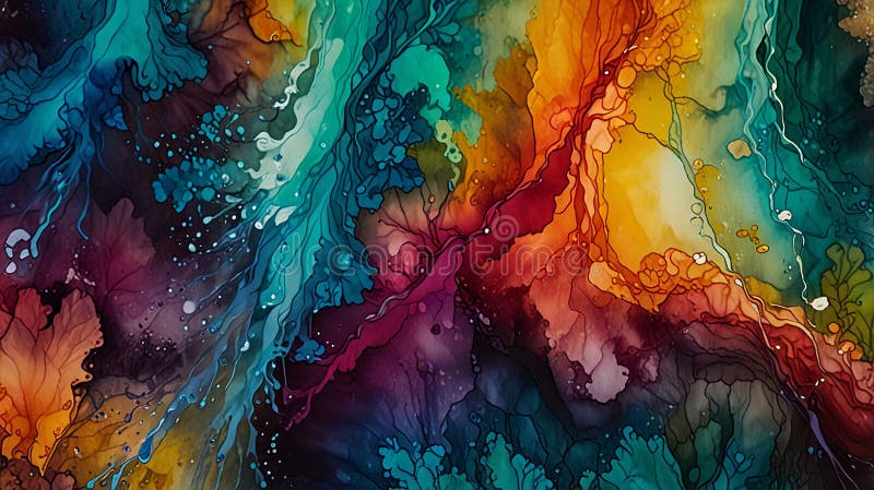 Intricate Alcohol Ink Close-Up Art for Creative Projects Stock ...