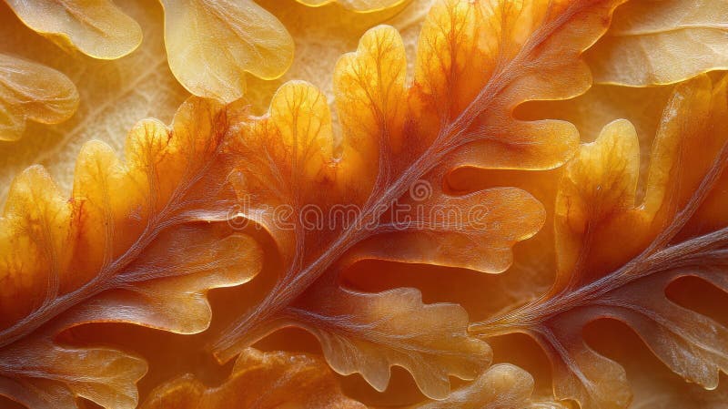 Intricate Amber Leaf Patterns in Translucent Material Stock ...
