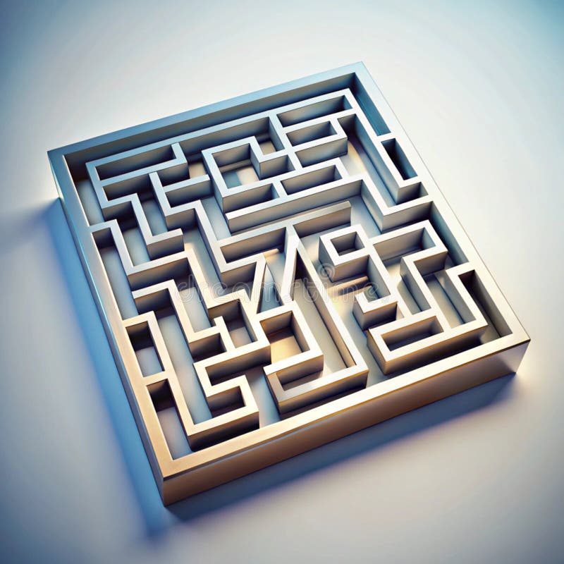 Intricate Angular Maze Isolated on Plain Studio Background Stock ...