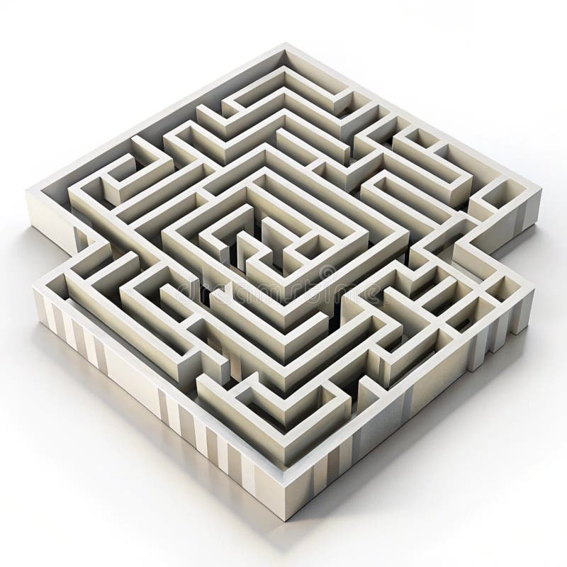 Intricate Angular Maze Isolated on Plain Studio Background Stock ...