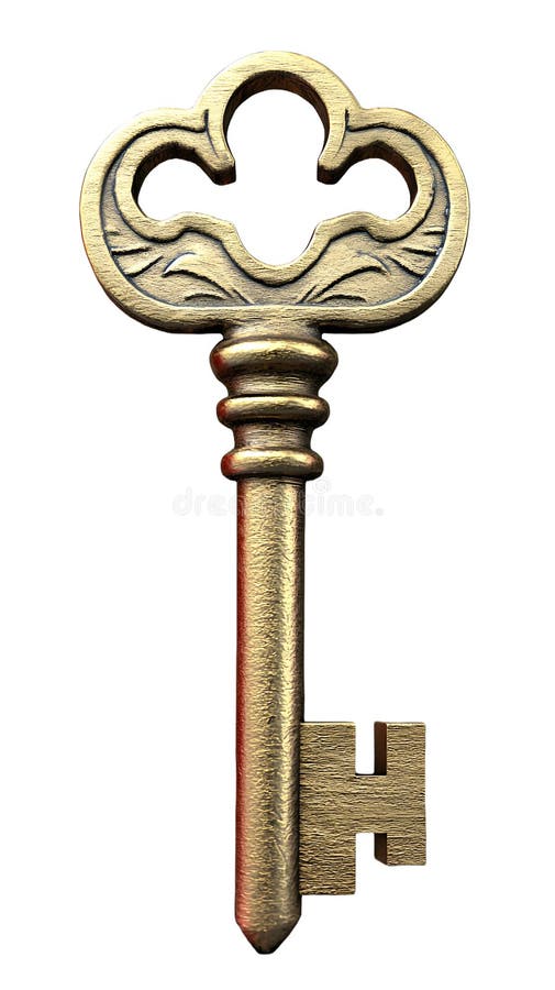 Intricate Antique Key Design in Gold Tone Stock Illustration ...