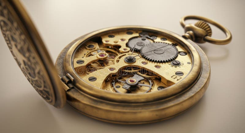 Intricate Antique Pocket Watch with Exposed Clockwork Mechanism Stock ...