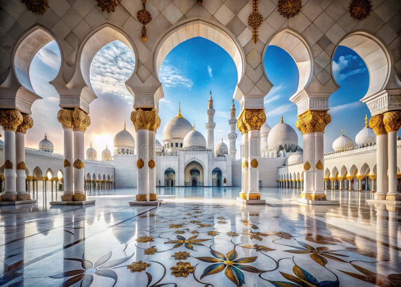 Intricate Arabesque Patterns in a Sketch of Sheikh Zayed Grand Mosques ...