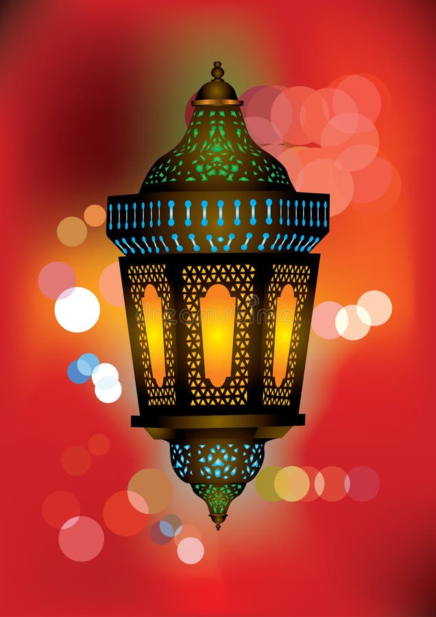 Intricate Arabic Lamp with Beautiful Lights Stock Vector - Illustration ...