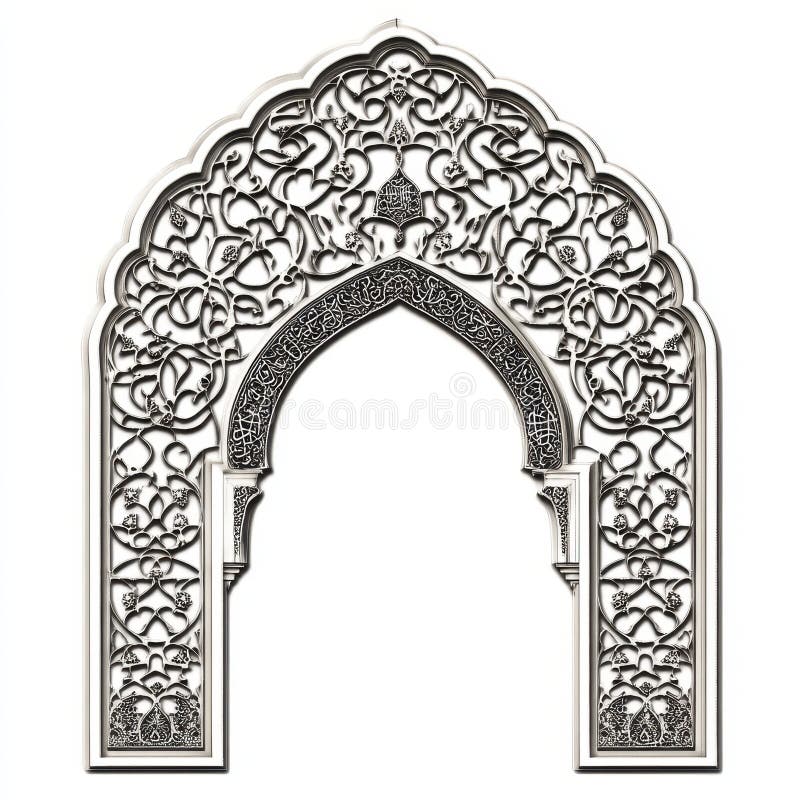 Intricate Arch Design Featuring Detailed Floral Patterns and Geometric ...