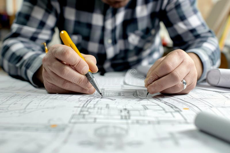 Intricate Architect Draw Building Plans. Generate Ai Stock Illustration ...