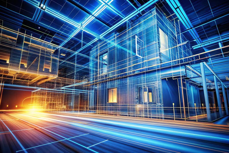 Intricate Architectural Design a Long Exposure Blueprint Background ...