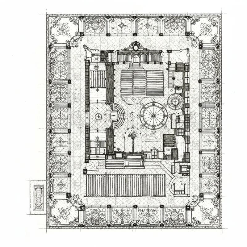 Intricate Architectural Floor Plan Stock Illustrations – 324 Intricate ...