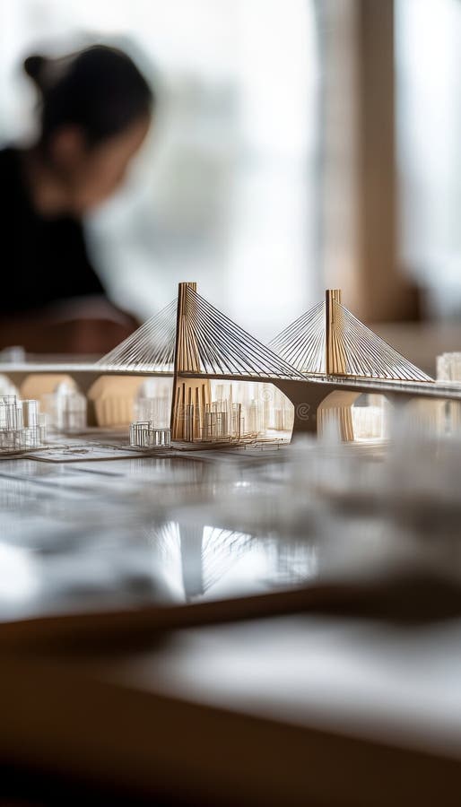 Intricate Architectural Model of a Modern Bridge with Detailed ...