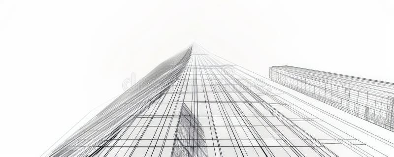 An Intricate Architectural Sketch of a Modern Skyscraper, Showcasing ...