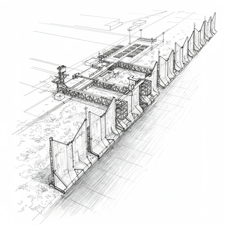 An Intricate Architectural Sketch Shows a Large, Modular Structure with ...