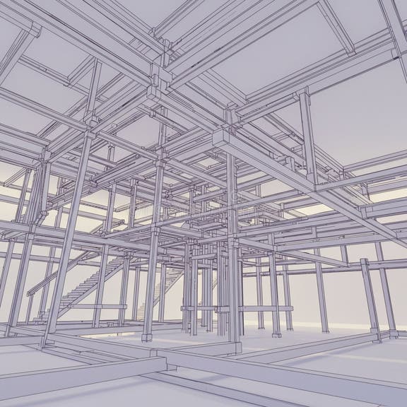 Intricate Architectural Wireframe Design of a Multi-level Building ...
