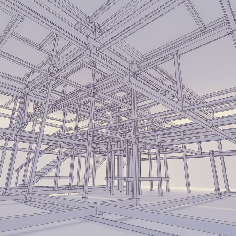 Intricate Architectural Wireframe Design of a Multi-level Building ...